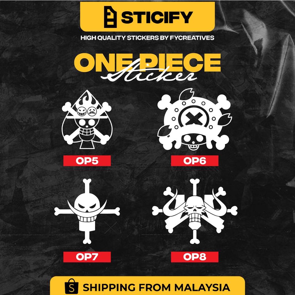 SA021 One Piece Logo & Emblems Vinyl Sticker (Kereta, Moto, Basikal ...