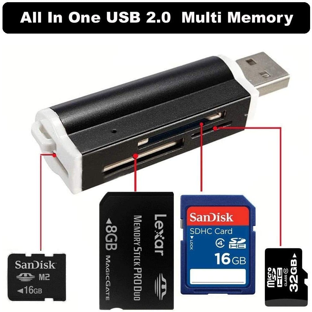 All in One External USB Memory Card Reader Adapter for Micro SD MMC ...