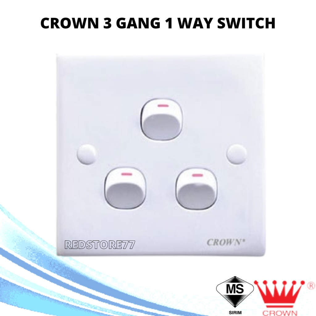 CROWN SIRIM SWITCHES SWITCH 1 2GNG 2GANG 3 GANG 4 GANG 5GANG BELL PRESS ...