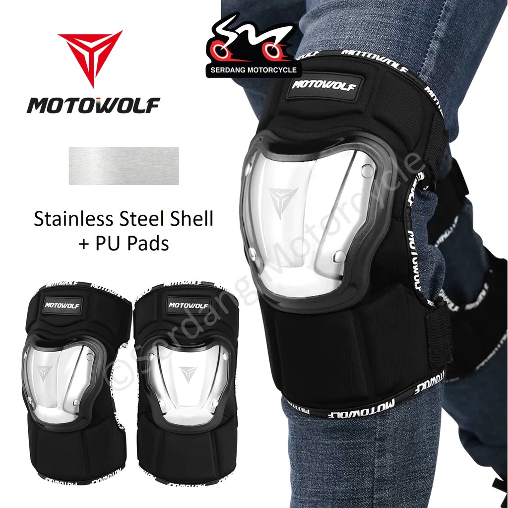 MOTOWOLF Stainless Steel Knee Guard Pengawal Lutut Kaki Motosikal Motor ...