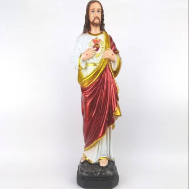 MERAH Statue Of Jesus Sacred Heart 40cm Robe Red Gold Statue Gift ...