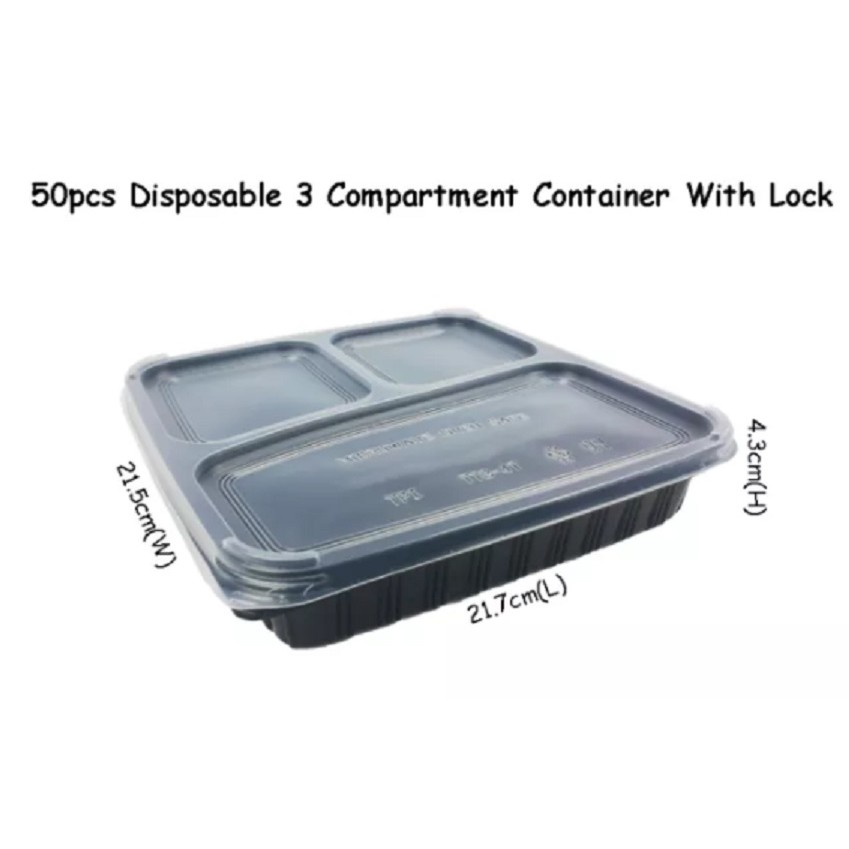 [50 set] Disposable Plastic Food Container Lunch Box Bento Box HIRO FOOD (Base & Lid set ...
