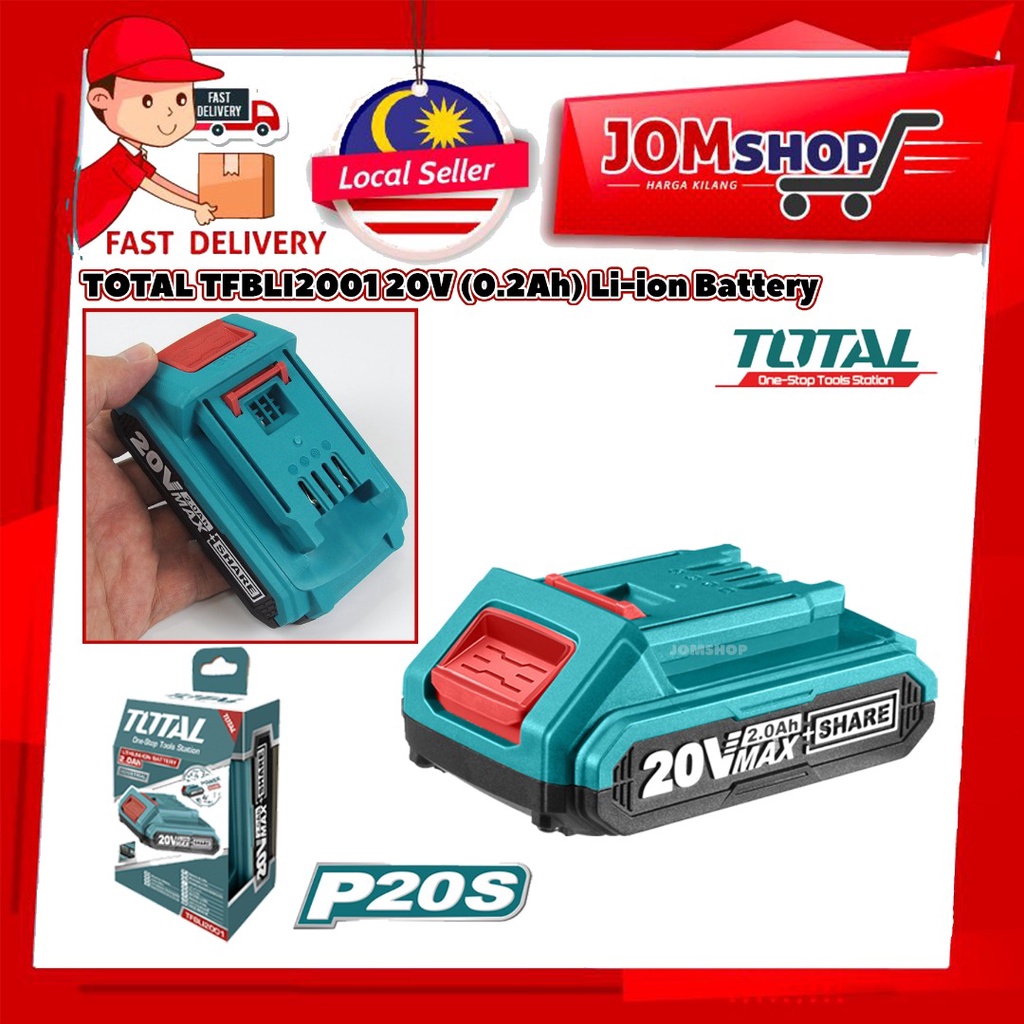 Total TFBLI2002 TFBLI2001 2.0Ah Li-ion Battery Pack 20v 4.0Ah Cordless ...