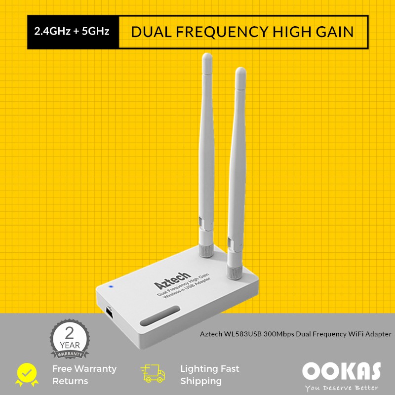 Aztech 2.4GHz + 5GHz WL583USB Dual Frequency Wireless High Gain USB ...