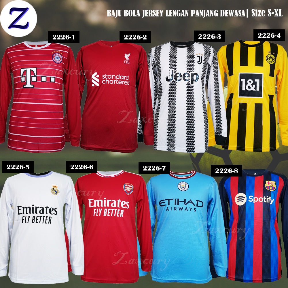 Unisex LONG SLEEVE SWEATSHIRT Baju BOLA Jersey Design Printed FOOTBALL ...
