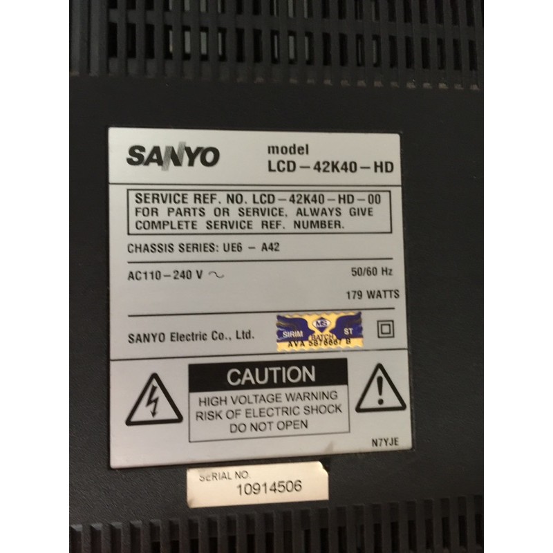 Sanyo 42”LCD TV LCD-42K40-HD T-con main board mother board inverter ...