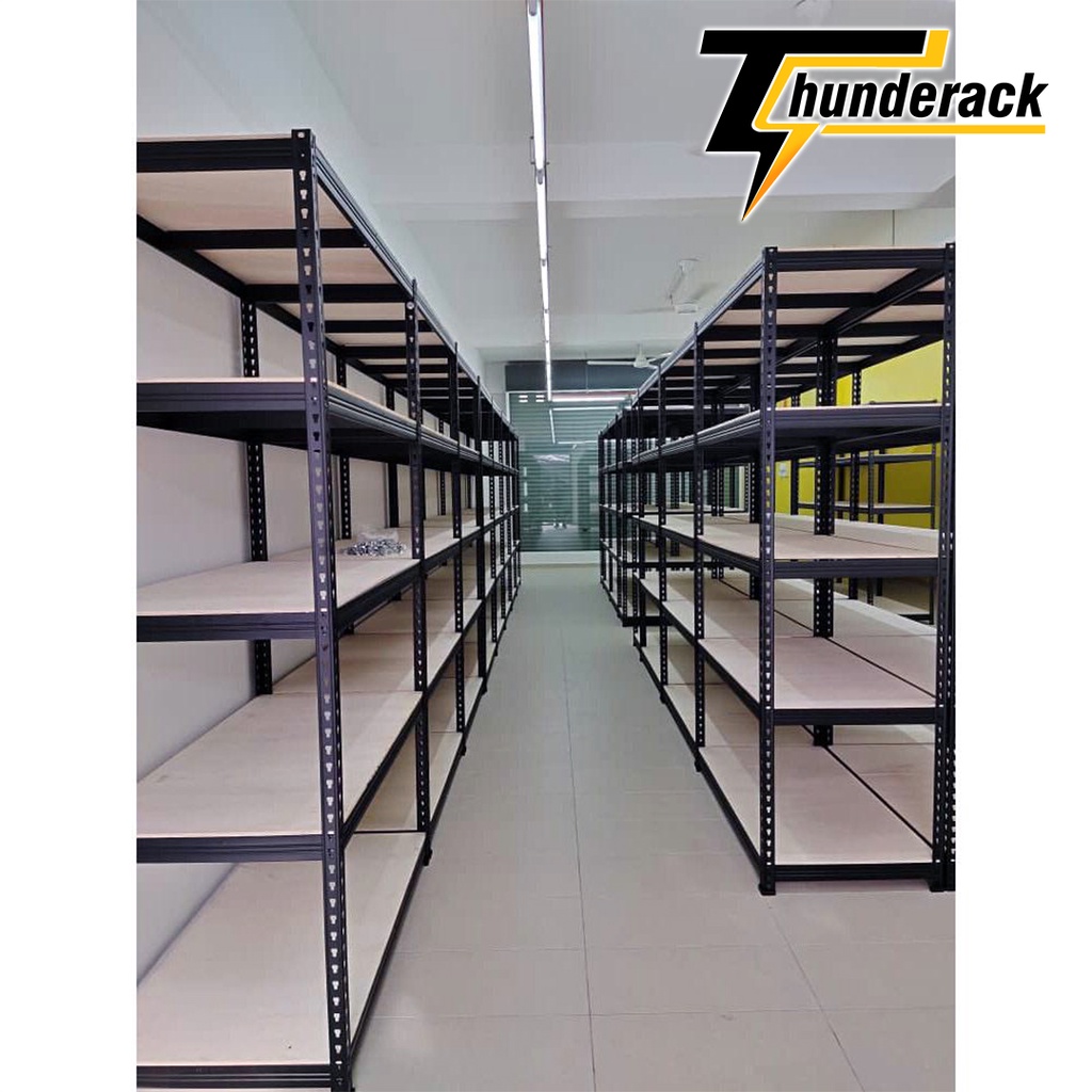 ⬛HEAVY DUTY BOLTLESS RACK⬛ Matte Black Color Metal Rack with 4 Levels ...