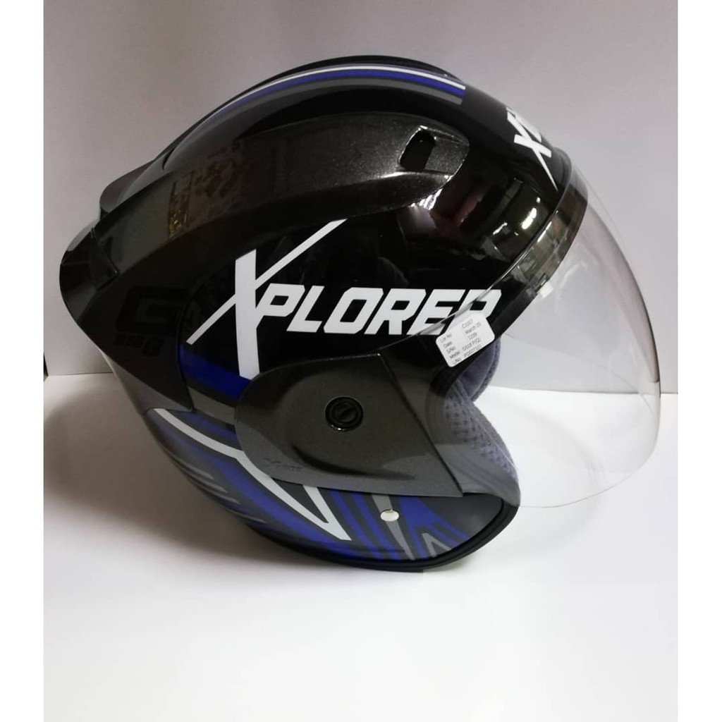 HELMET XDOT EXPLORER COLOUR YAMAHA BLUE FREE VISOR SMOKE | Shopee Malaysia