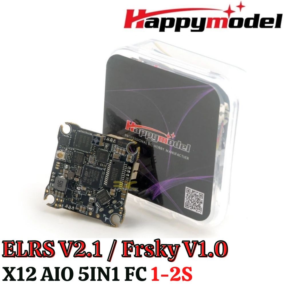 Happymodel X12 AIO 5in1 1-2S FC (25.5x25.5mm) BLHELIS 12A ESC OPENVTX 400mW for Mobula7 1S ELRS ...