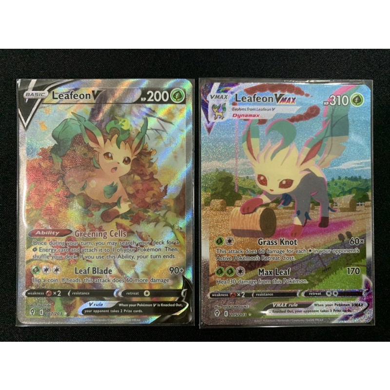 Pokemon TCG PTCG EN Leafeon V 167/203 | Leafeon Vmax 205/203 AA ...