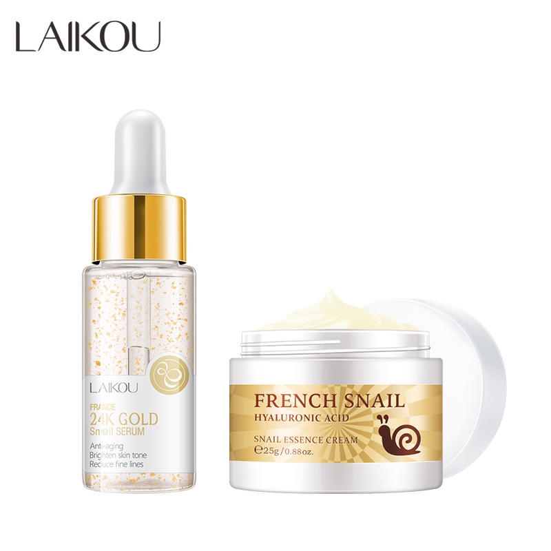 LAIKOU 24k Gold Snail Serum (17ml) + Anti Aging Wrinkle Essence Cream (25g) | Shopee Malaysia