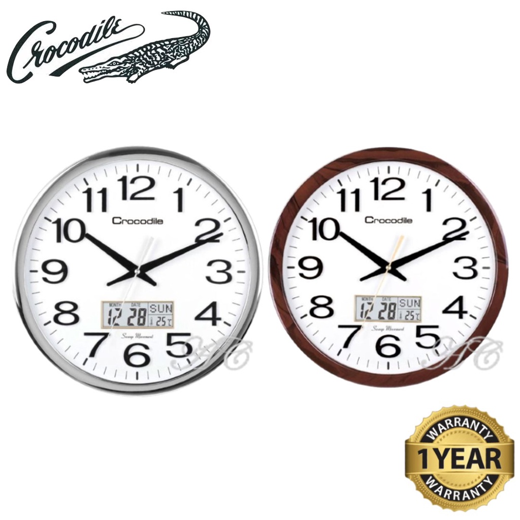 100% ORIGINAL CROCODILE Analogue Digital Thermometer Calendar Wall ...