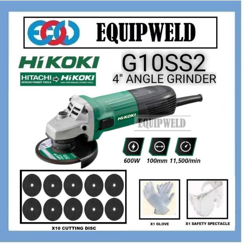 HIKOKI HITACHI G10SS2 4" ANGLE GRINDER 100MM 600W (CORDED) ELECTRIC ...