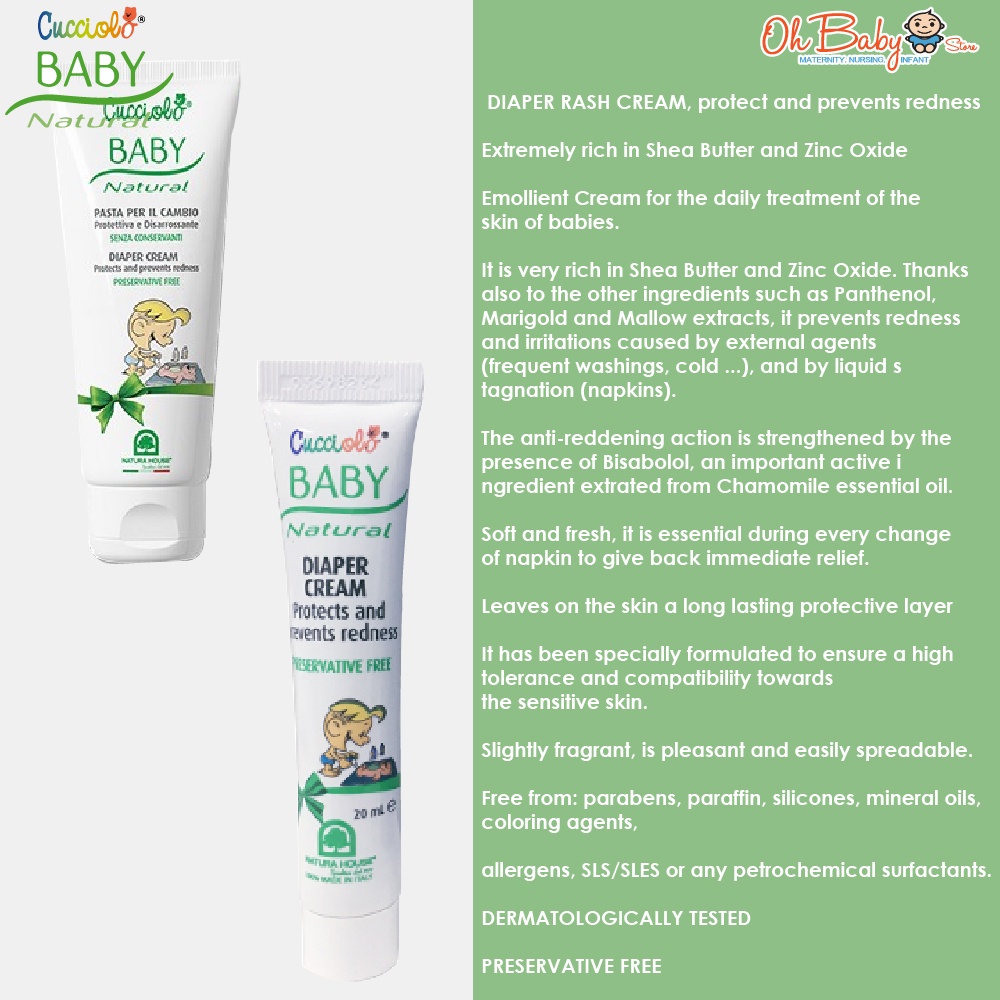 Cucciolo Baby Natural Diaper Cream 20ml/100ml | Shopee Malaysia