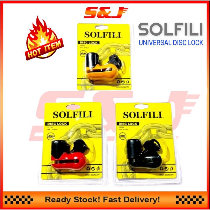 100% ORI SOLCAR SOLFILI DISC LOCK MODEL 12126 Pin 5.5MM HEAVY DUTY ...