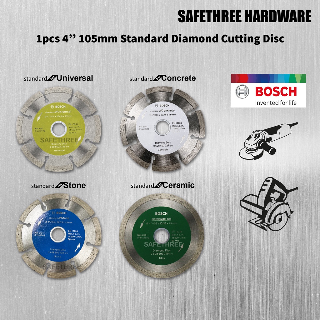 Bosch 4'' 105mm x 16/20mm Standard Diamond Cutting Disc for Universal ...