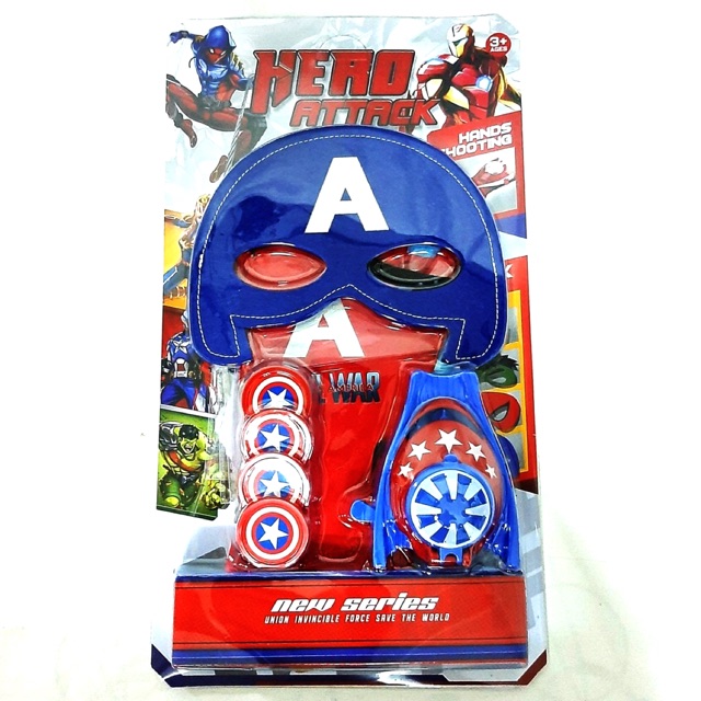 COSPLAY GLOVES MASK WITH DISC LAUNCHER / CAPTAIN AMERICA | Shopee Malaysia