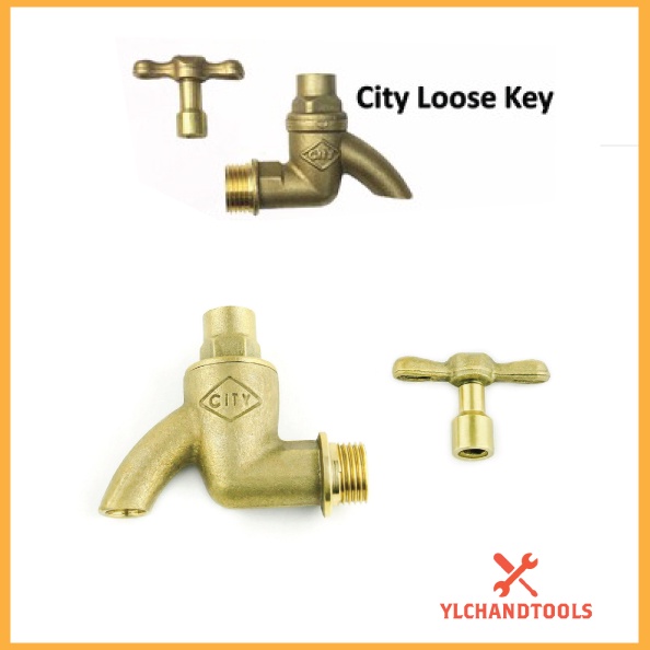 [READY STOCK] CITY BRAND BRASS 1/2" INCH BIB TAP /STOP COCK /LOOSE KEY ...