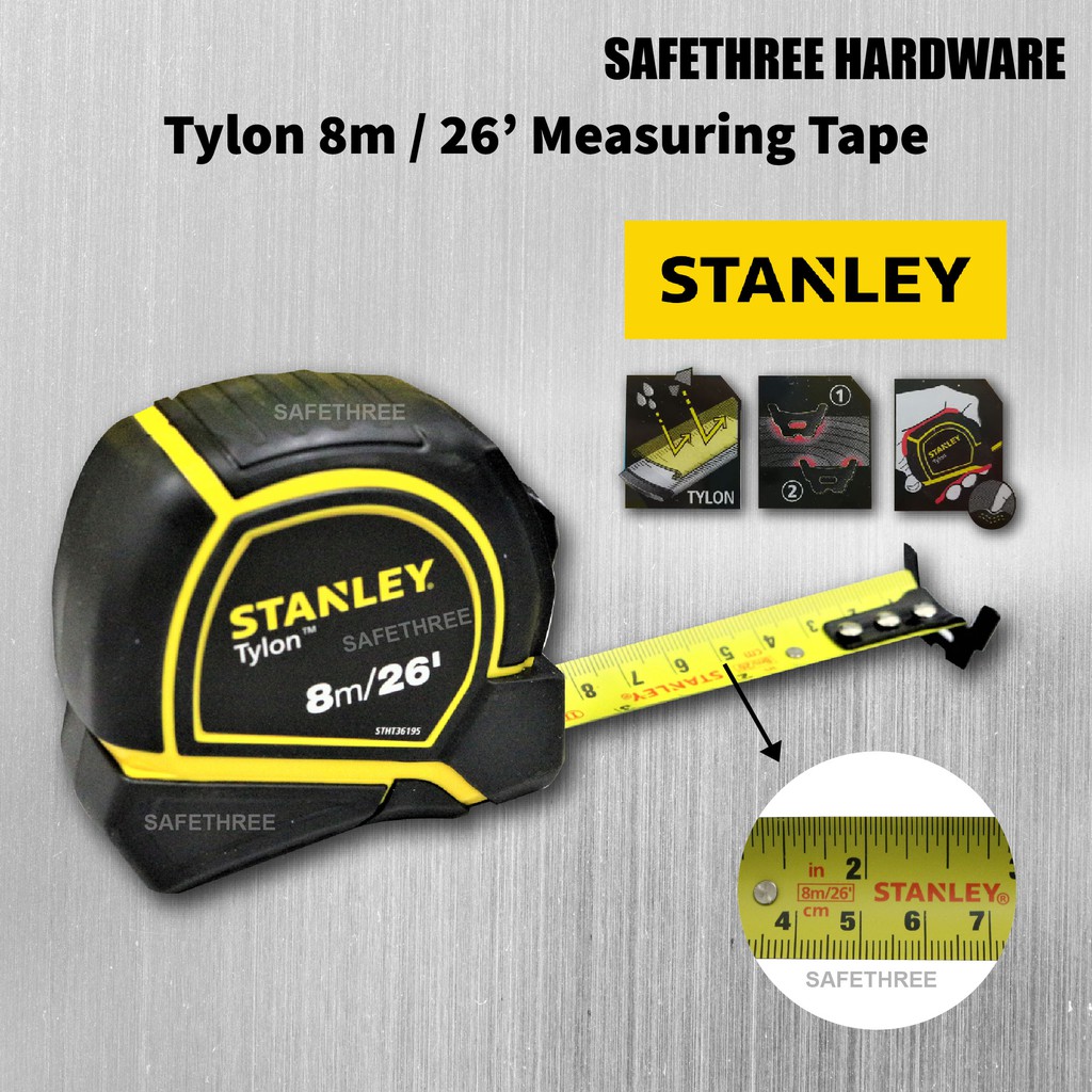 Stanley 8m / 26ft Tylon Measuring Tape 8m 26 FT Measurement Tape / Pita ...