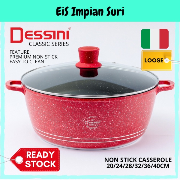 (Ready Stock!!) Dessini Maroon 20/24/28/32/36/40cm Non Stick Casserole ...