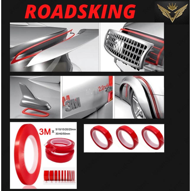 3M DOUBLE SIDE TAPE TRANSPARENT CAR SPOILER BODYKIT DOOR VISOR HIGH ...