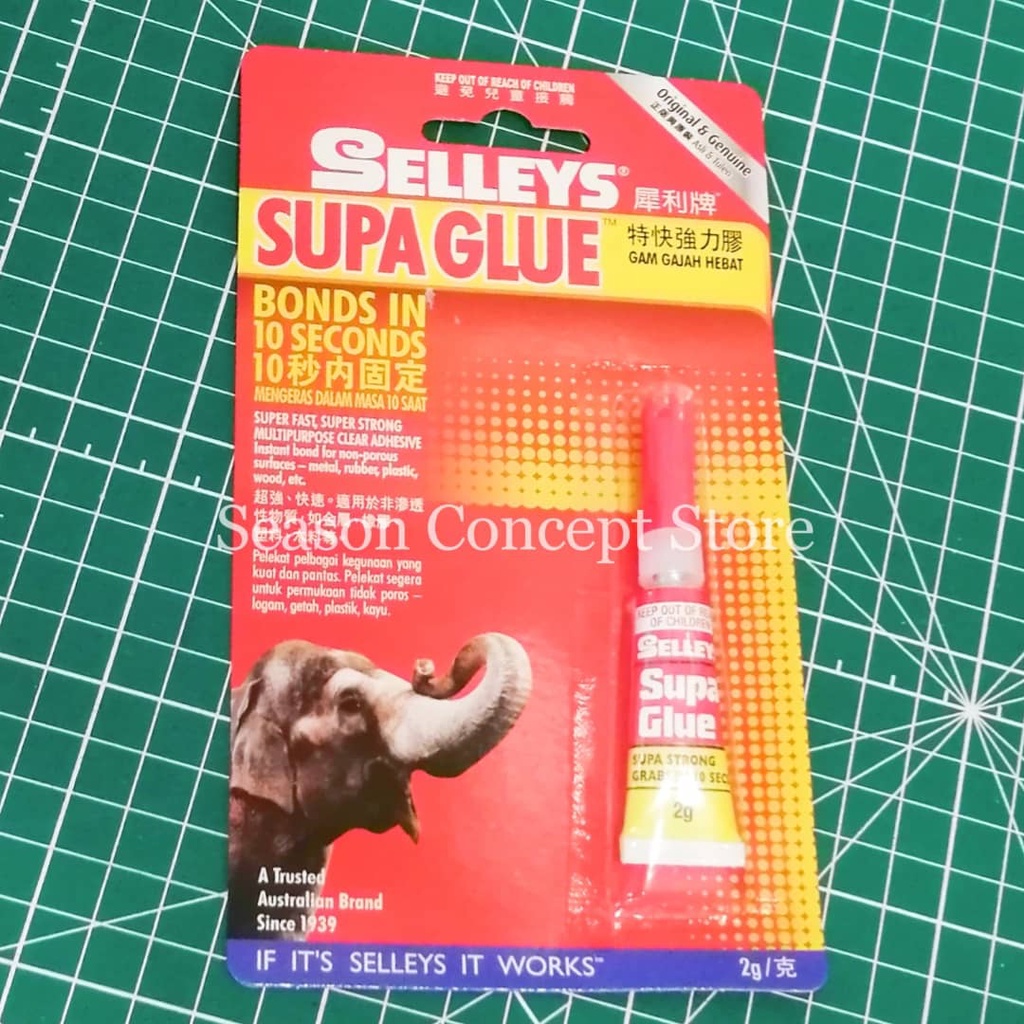 Original Selleys Supa Glue 2g Super Glue / Gam Gajah / 犀利牌特快强力胶 万能胶 大象 ...