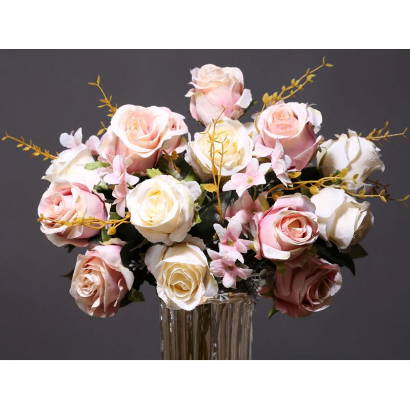 Siap Gubah Bunga Mawar dan Pasu 1 set Bunga Palsu Hiasan Rumah Nordic ...