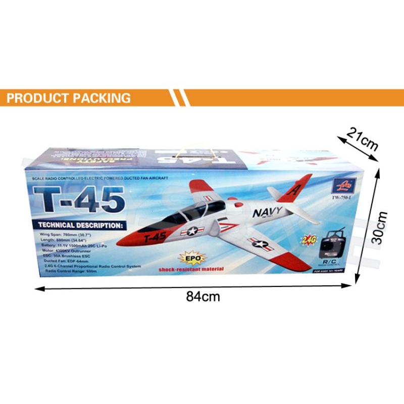 Lanyu 4 CH 2.4GHz Radio Remote Control Electric RC US Navy Goshawk T-45 Jet Plane RTF | Shopee ...