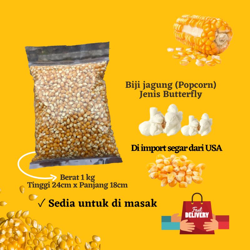 Biji Jagung Mentah (Popcorn) Jenis Butterfly 1kg [Sedia untuk dimasak ...