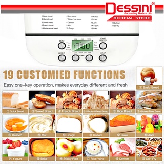 DESSINI ITALY 19-In-1 Programmes 1KG LCD Automatic Bread Maker ...