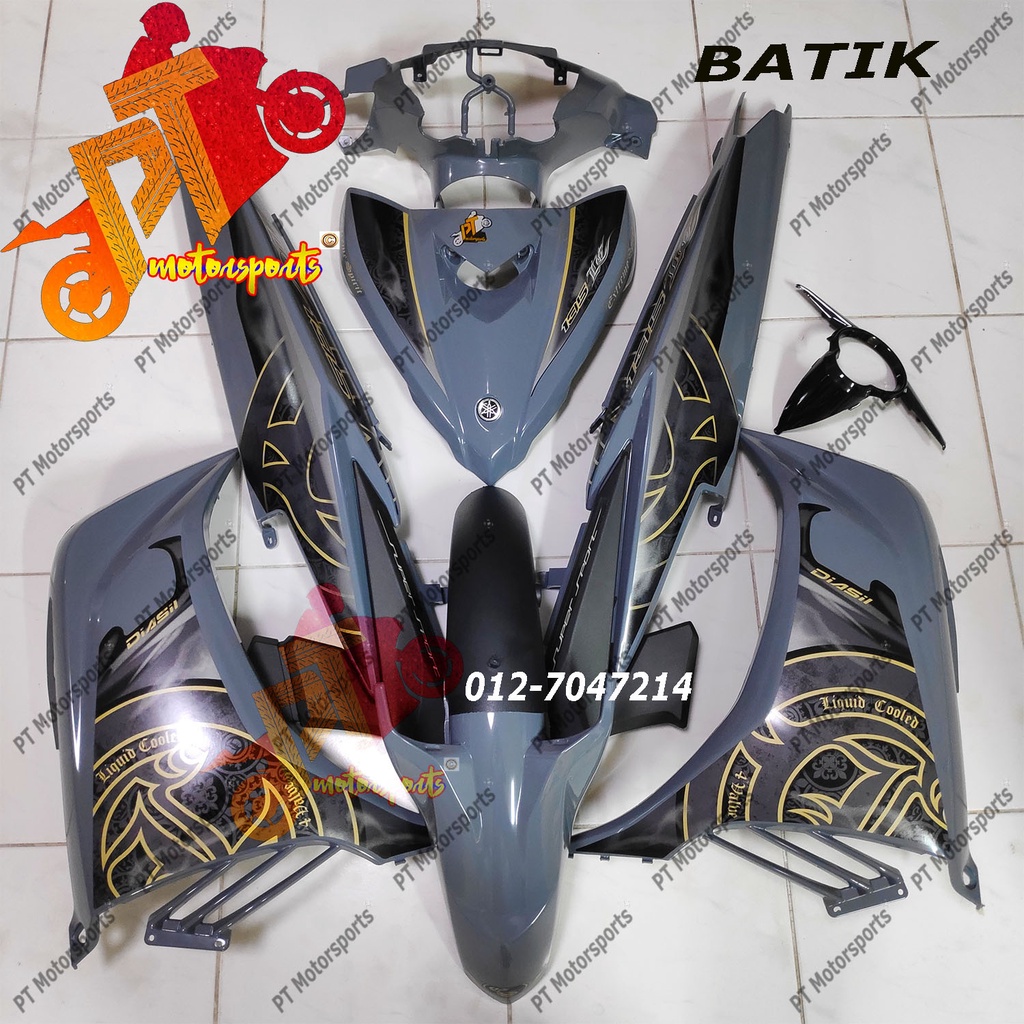 Yamaha LC135 Cover Set Nardo Grey V2 V3 V4 V5 V6 V7- Batik Hitam Jalur ...