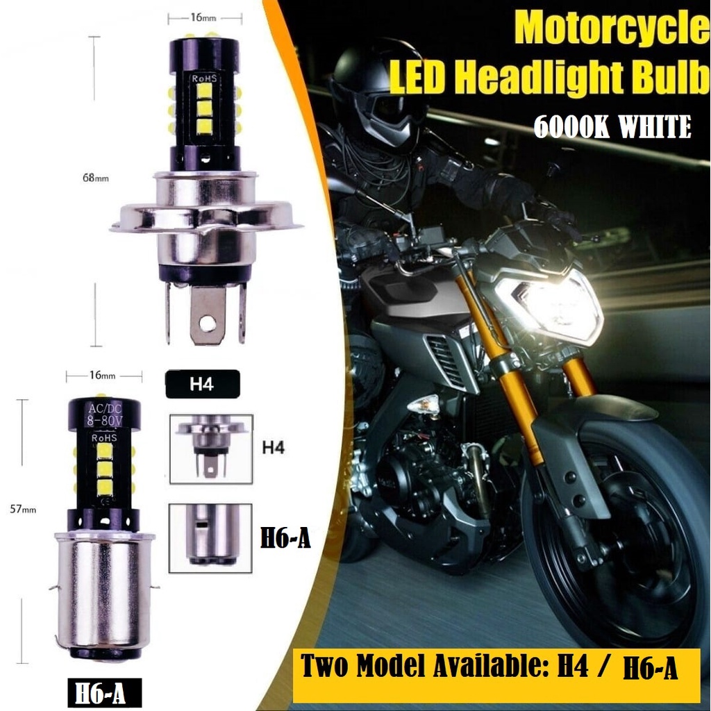 Motorcycle LED Headlight Bulb H4 BA20D P15D H6 Hi/Lo Beam 6000K Motorbike LED Lampu Mentol Moto ...