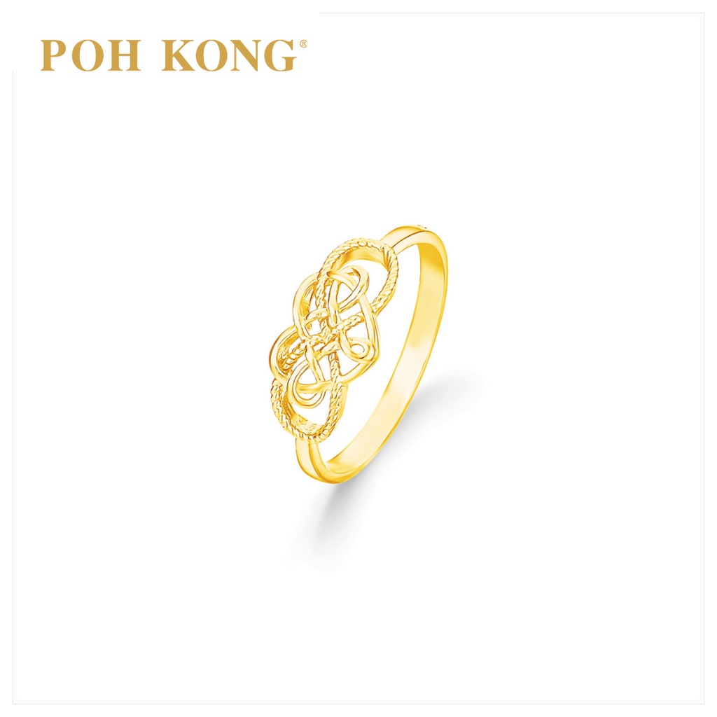 POH KONG 916/22K Gold Happy Love Ruyi Knot Heart Ring | Shopee Malaysia