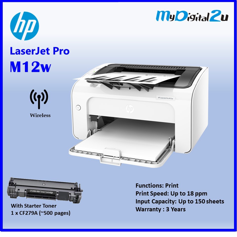 HP LaserJet Pro M12w Mono Laser WiFi Printer | Shopee Malaysia