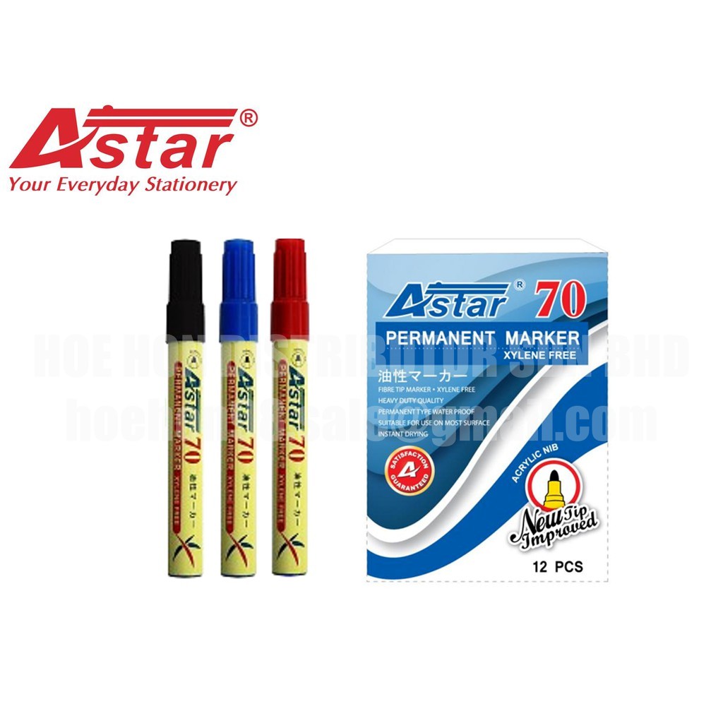 Astar 70 Permanent Marker (bullet nib)-12batang | Shopee Malaysia