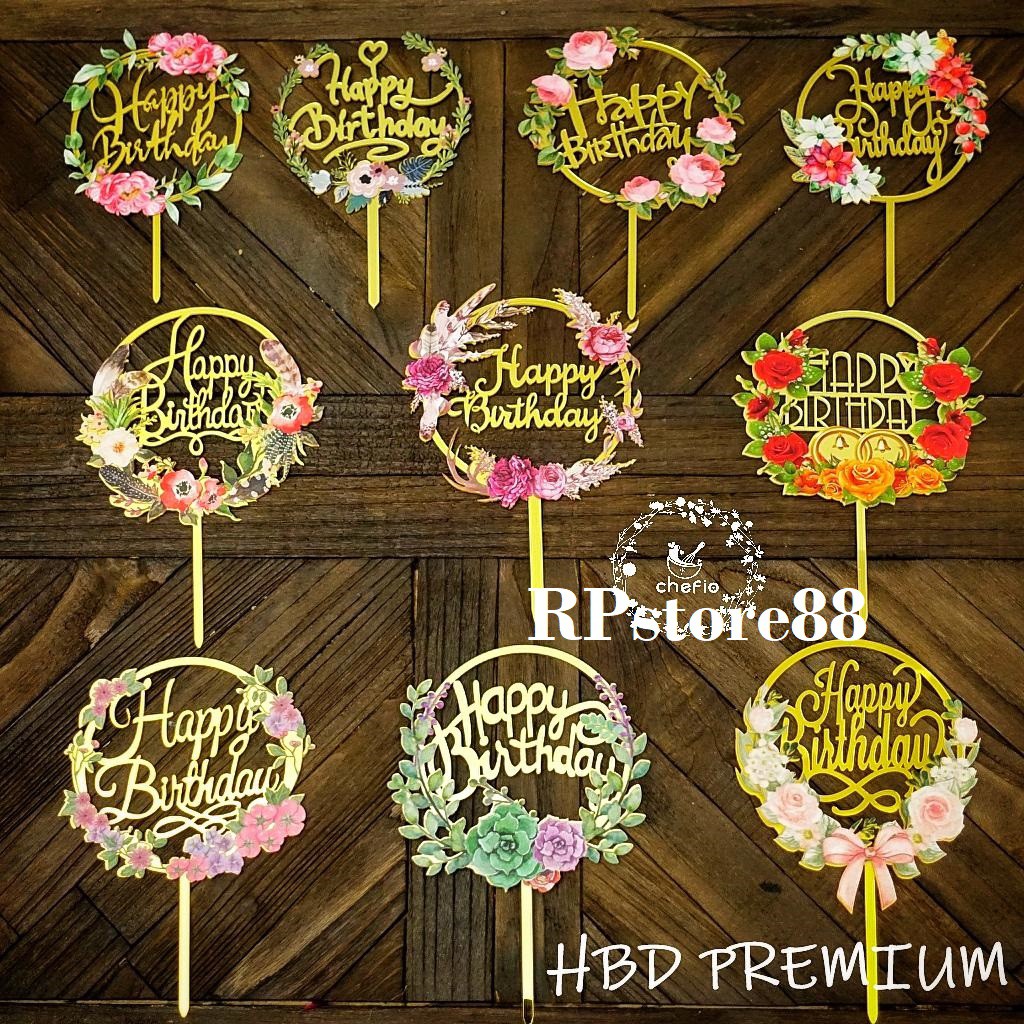 (10pcs) Happy Birthday Cake Topper Acrylic Flowers / HBD Cake ...