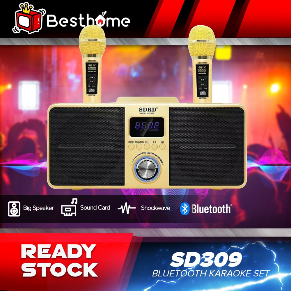 2025 Model SDRD SD-309/SD306 Plus Wireless Bluetooth Dual Microphone Karaoke Portable Speaker ...