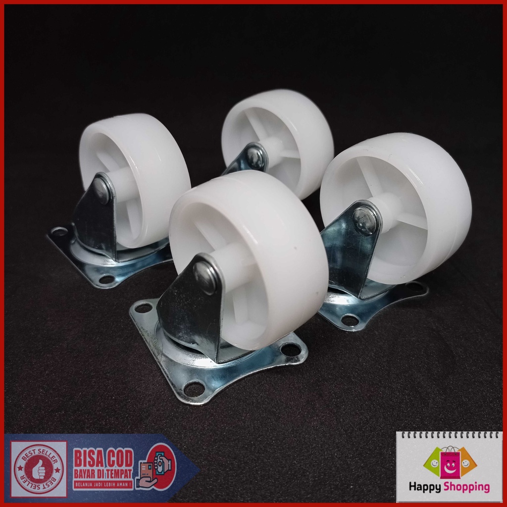PUTIH 4pcs Live White Caster Wheels 50mm 2 Inches Without Brakes ...