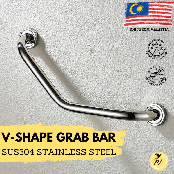 Palang Pegangan Tandas Keselamatan SUS 304 Bentuk V Shape Safety Grab ...