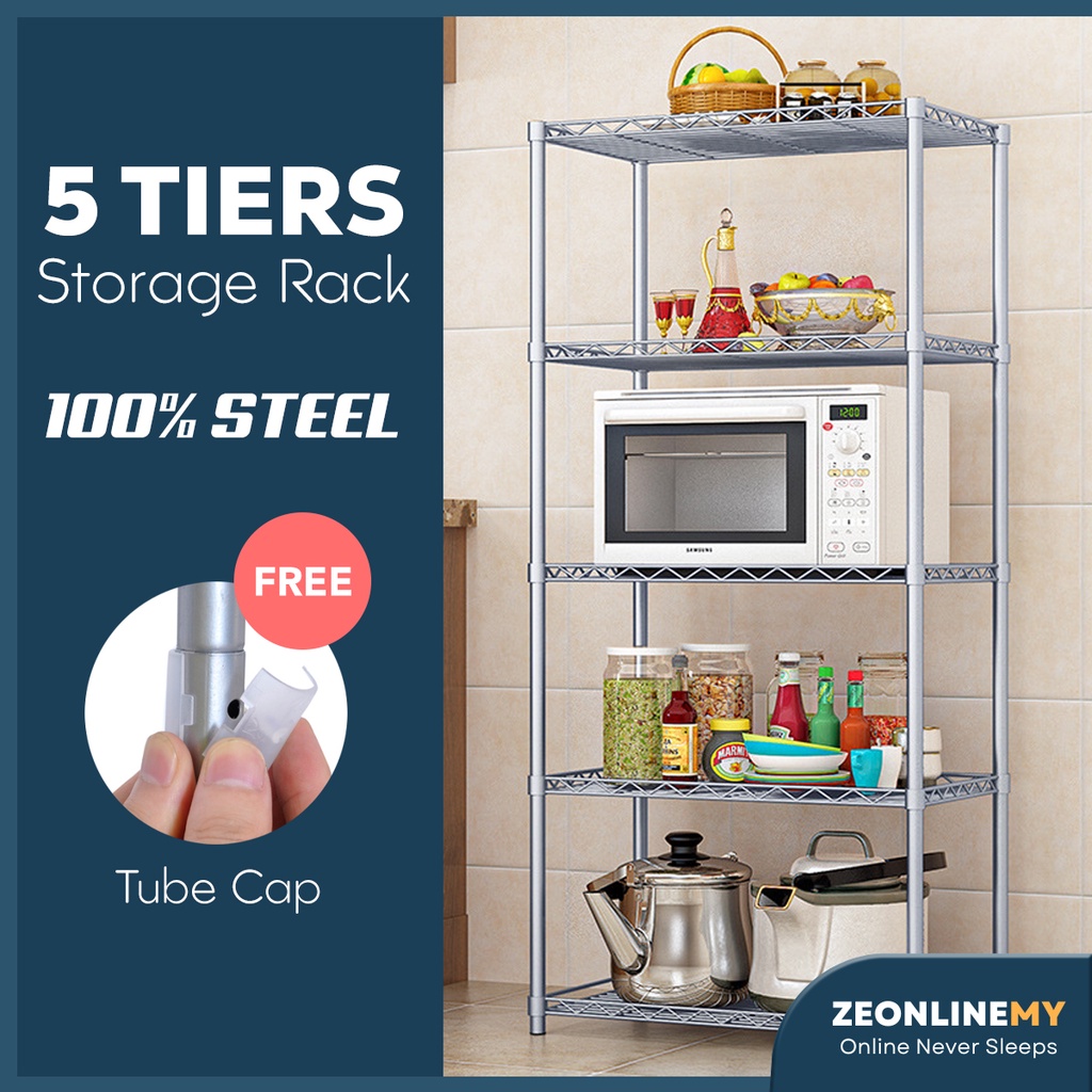 5 Tiers Multipurpose Metal Kitchen Dapur Organizer Storage Rack Shelves ...
