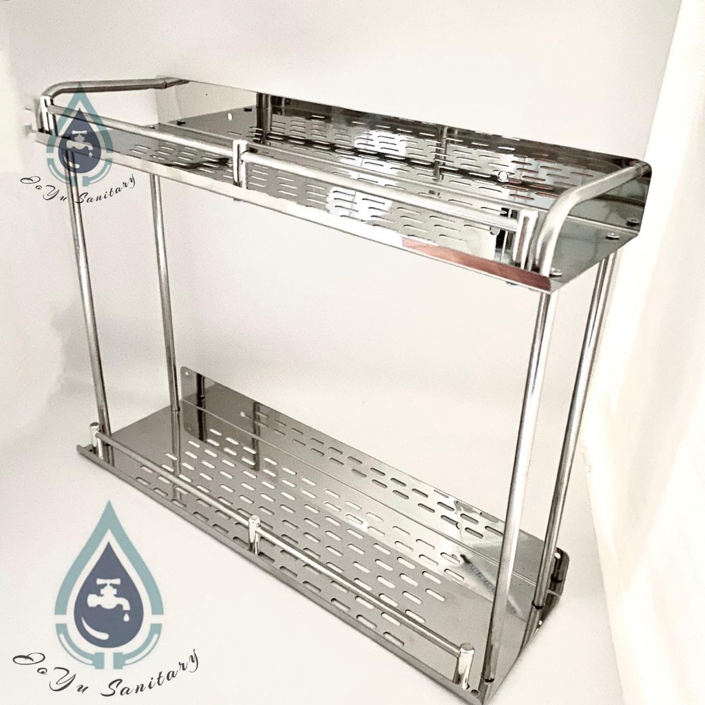 Stainless 2 Tier Square Shelf 40cm- Soap Shampoo Holder Stenlised two ...