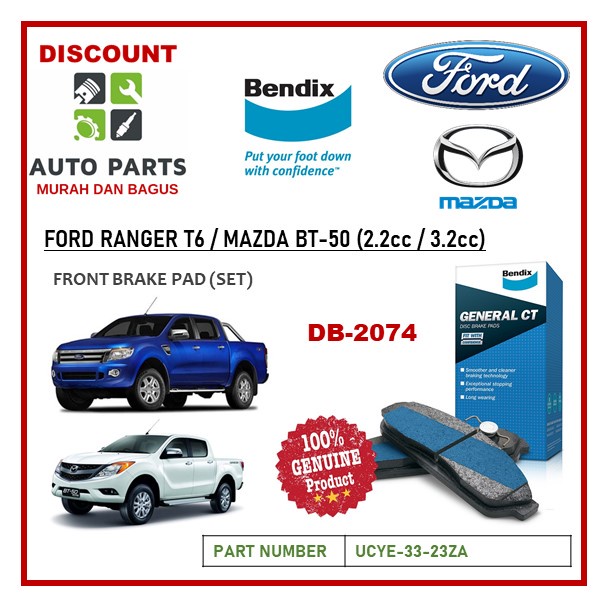 🔥 Original Bendix 🔥 DB2074GCT Front Brake Pad - Ford Ranger T6 T7/ BT50 ...