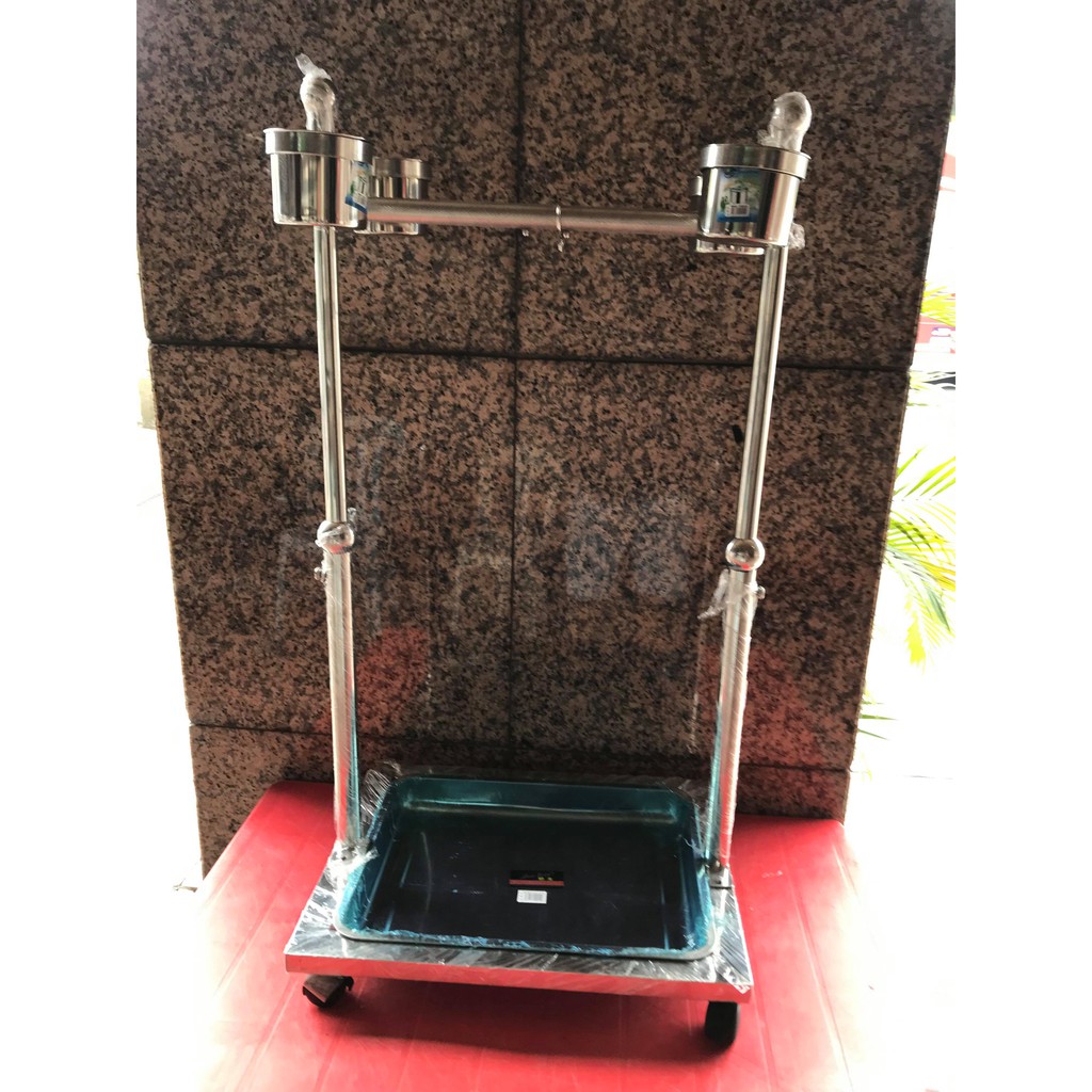 Heavy Duty Steel Parrot Stand with Wheels for Macaw African Grey ...