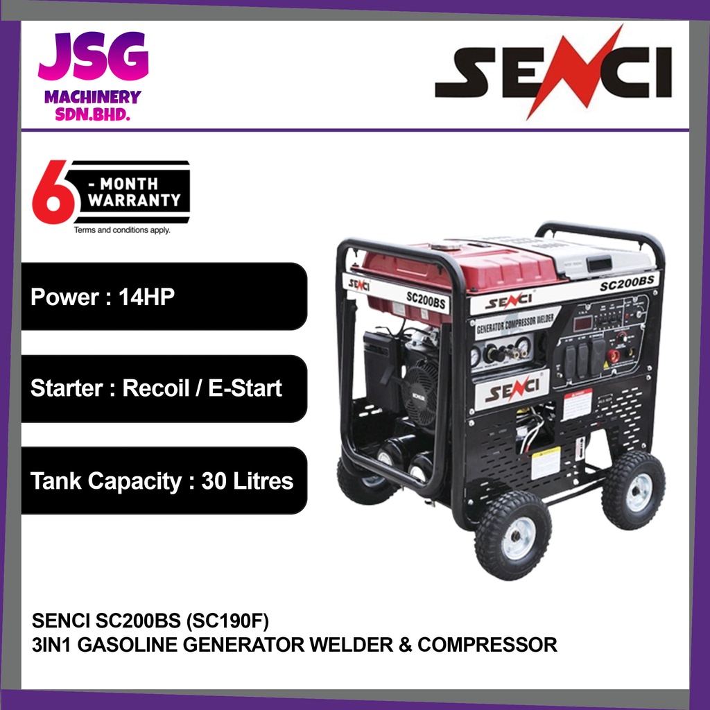 SENCI 3IN1 GASOLINE GENERATOR WELDER & COMPRESSOR SC200BS (SC190F). | Shopee Malaysia