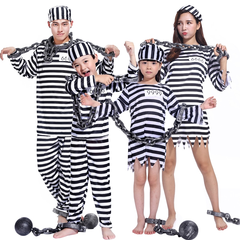 Halloween costume bloody prisoner clothes adult male prison uniform ...