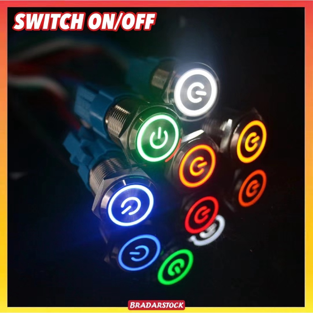 LED METAL PUSH BUTTON SWITCH 12v PC ON OFF Power Start Stop for ...