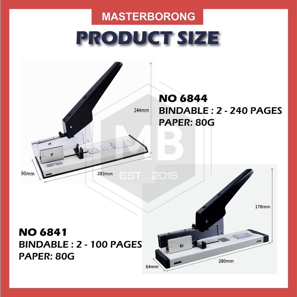 masterborong Heavy Duty Stapler Besar Bind 100 Sheets 240 Sheets ...