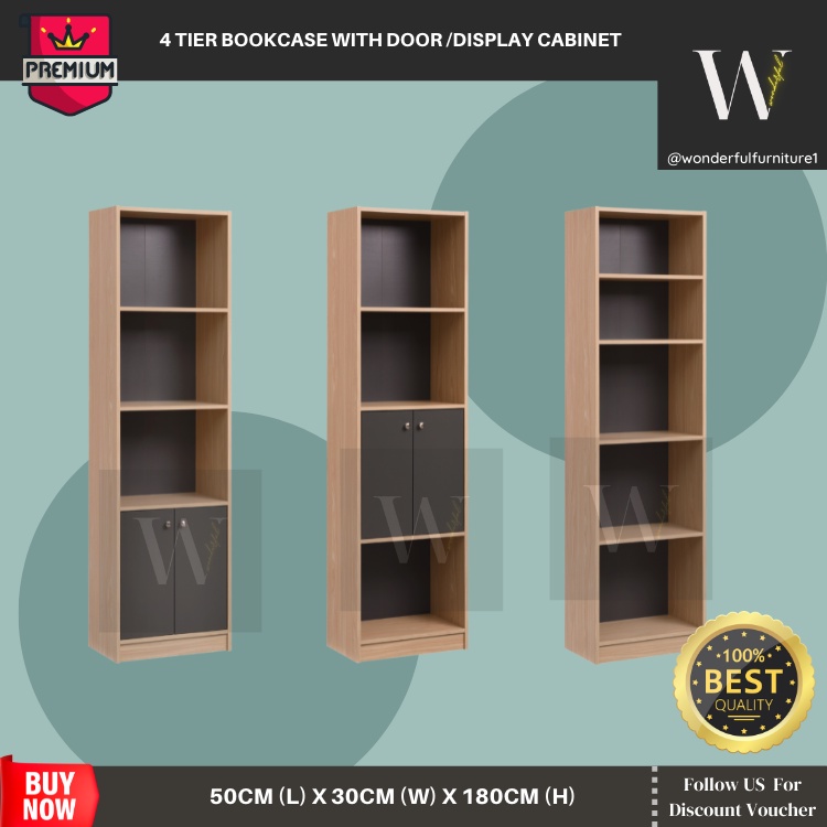 WONDERFUL Rak Buku Display Cabinet 4Tier Book Shelf Rack Bookcase ...