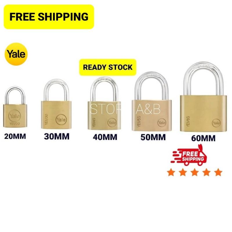 YALE Original Padlock 🔥READY STOCK🔥 Essential Series YE1 Hardened Steel Brass Padlock 20mm, 30mm ...