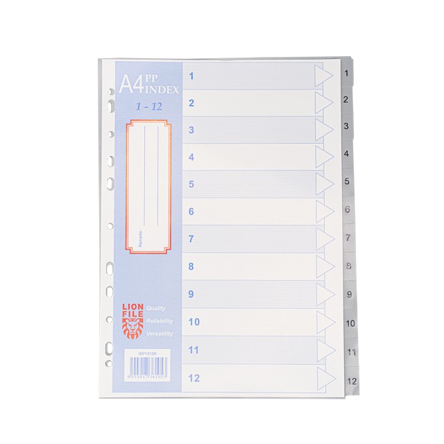 LION FILE PP Grey Index Divider (12 Tabs) | Shopee Malaysia